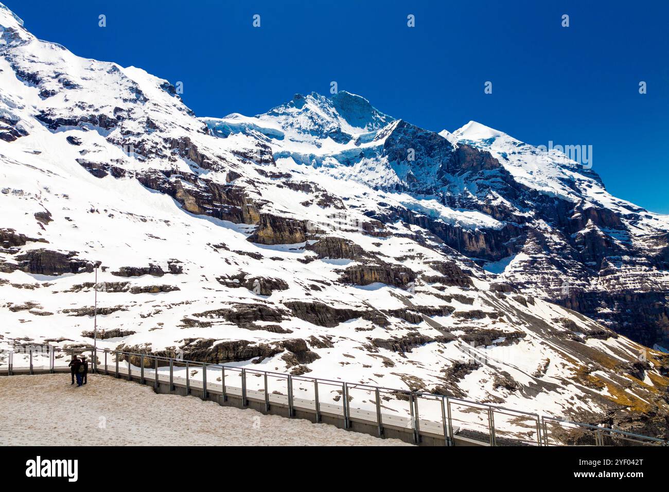 View of mountains from the Eiger Glacier Station viewing terrace, Eiger ...
