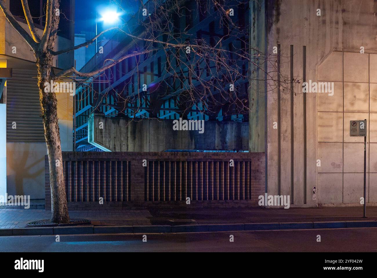 A night view of architectural detail on Harrington Street in The Rocks ...