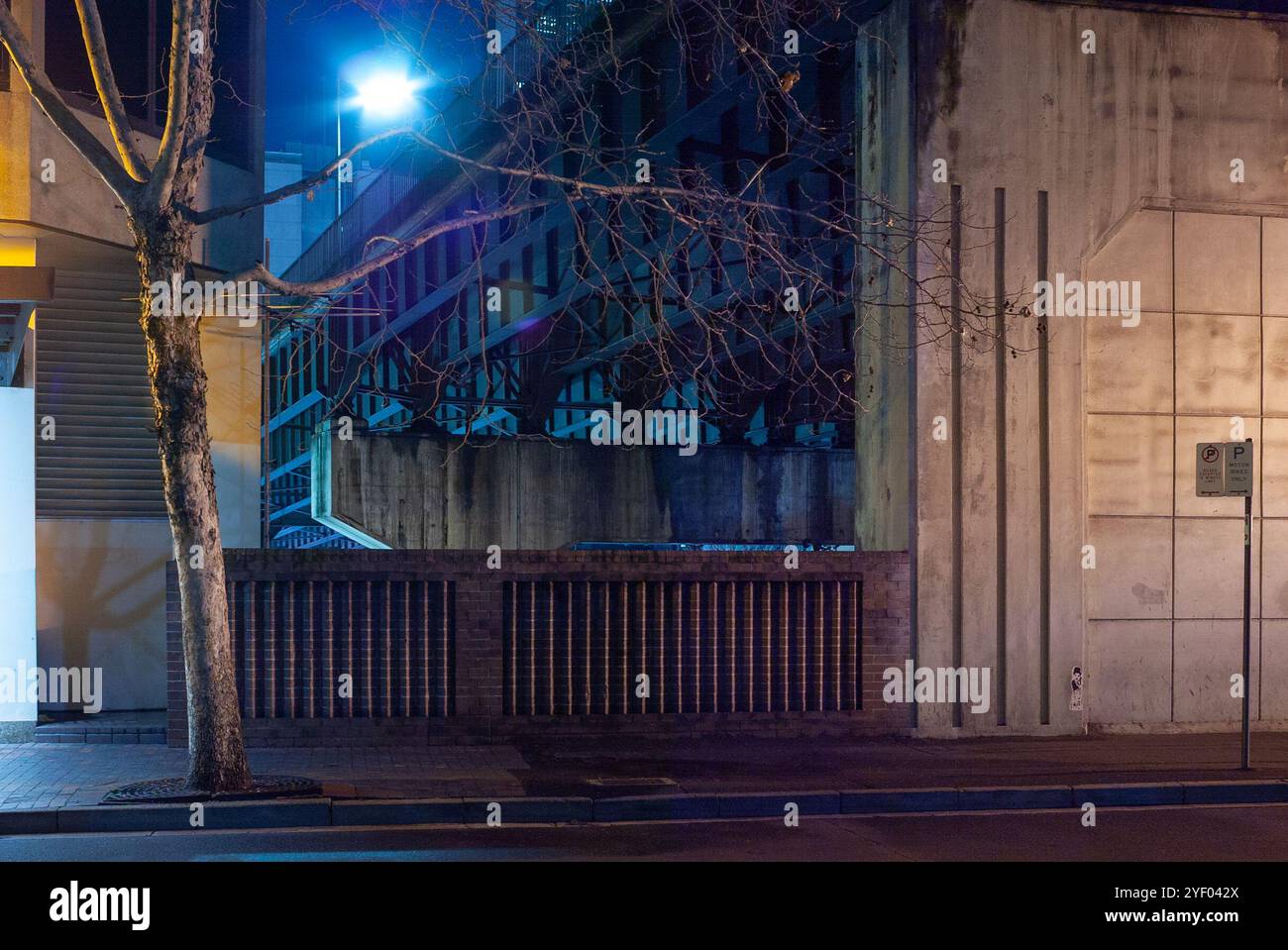A night view of architectural detail on Harrington Street in The Rocks ...