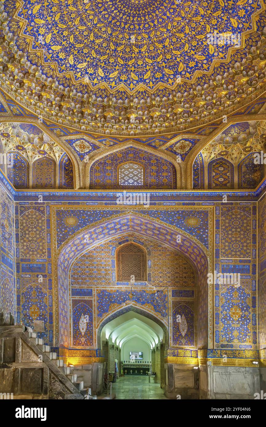 Interior of Prayer Hall in Tilya Kori Madrasa, Samarkand, Uzbekistan ...