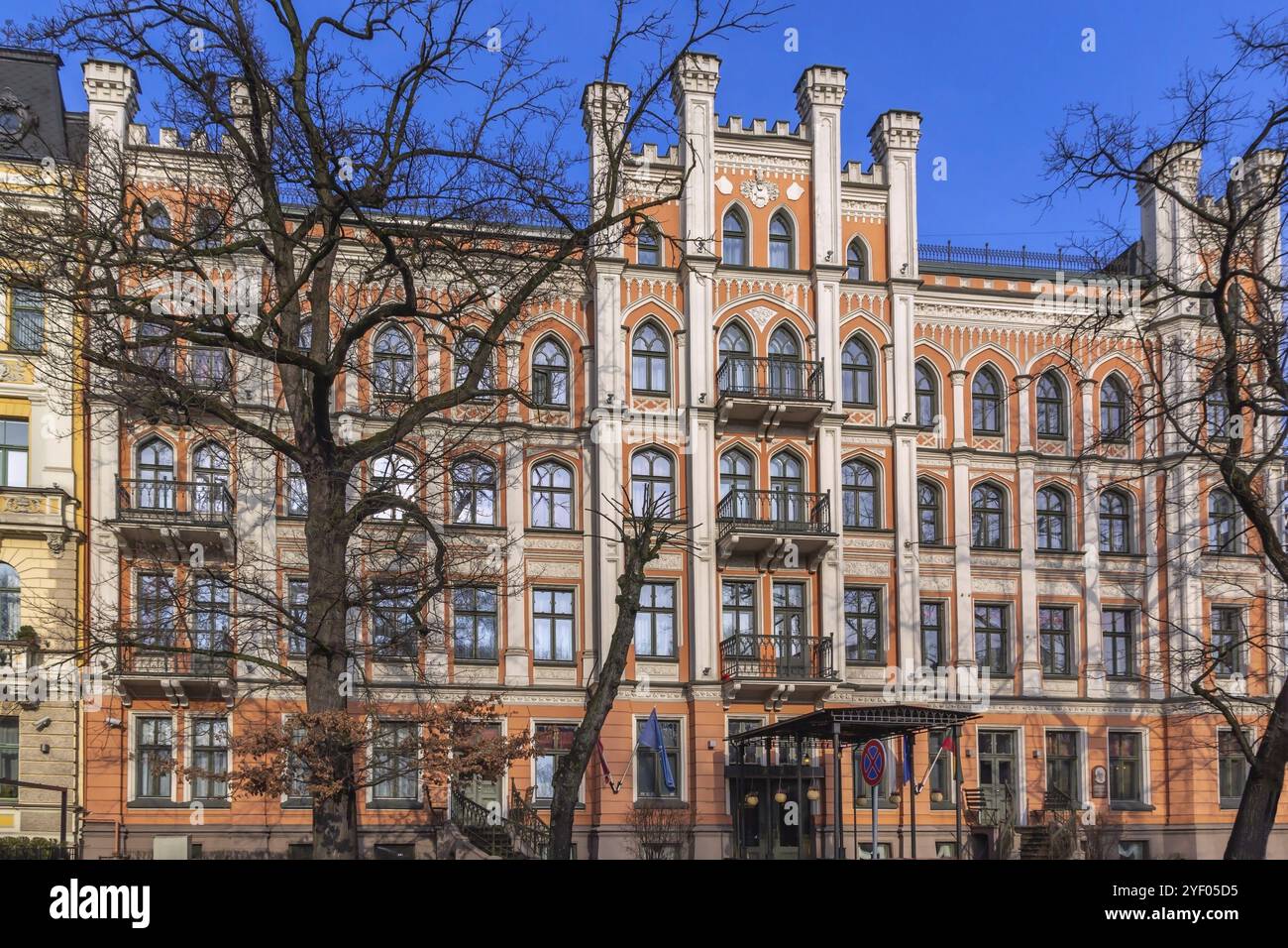 Beautiful houses on Elizabetes street in Riga, Latvia, Europe Stock ...