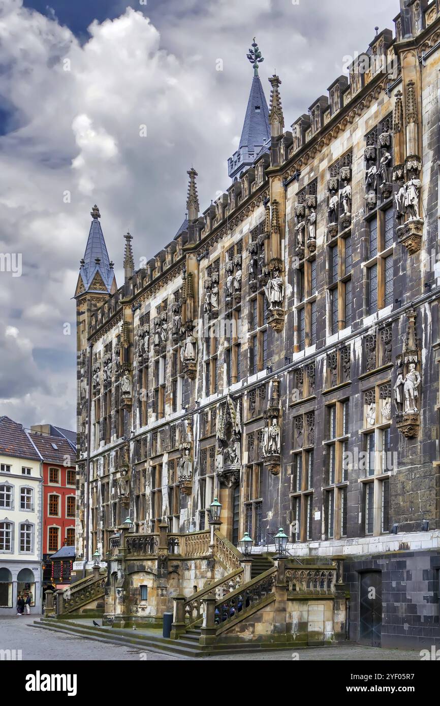 Gothic Aachen Rathaus or Aachen City Hall is one of the most striking ...