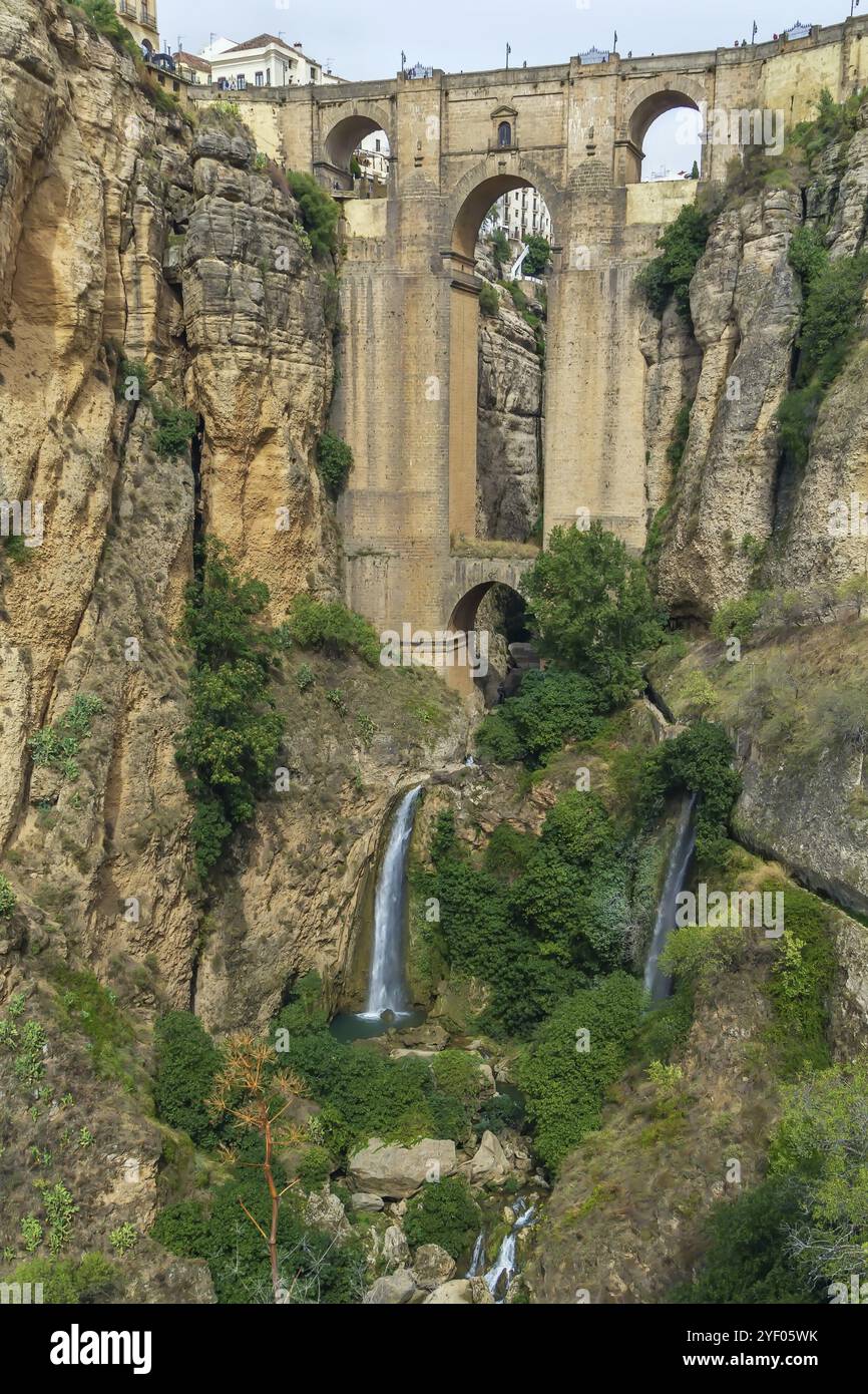 The Puente Nuevo (New Bridge) is largest bridges that span the 120-metre deep chasm that divides ...