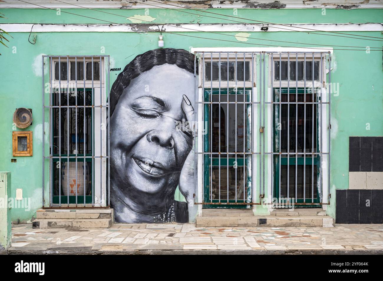 Mural of Cesária Évora in a street, Santa Maria, Sal, Cape Verde Stock ...