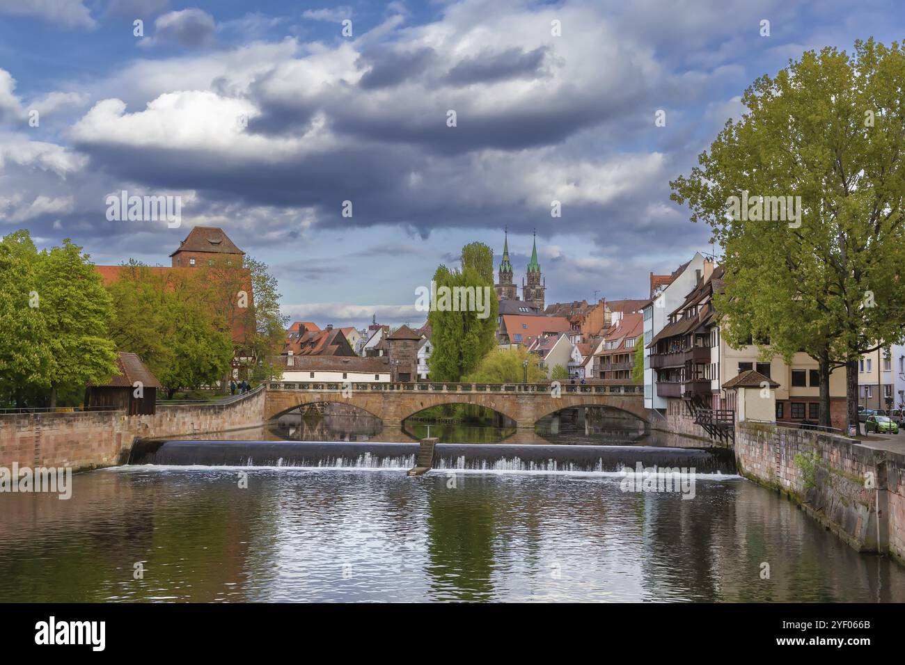 Max bridge (Maxbrucke) in Nuremberg city center, Germany, Europe Stock ...