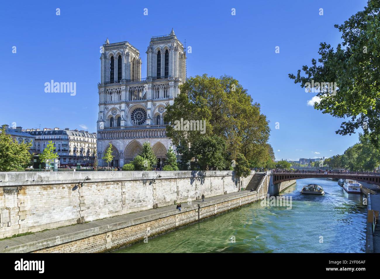 Notre-Dame de Paris is a medieval Catholic cathedral in Paris. View of ...