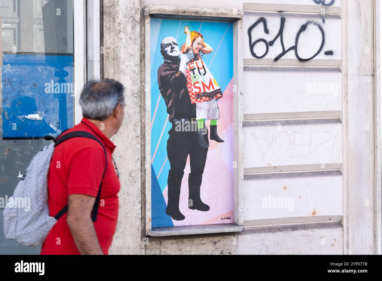 Rome, Italy. 01st Nov, 2024. Detail of the new mural created by the ...