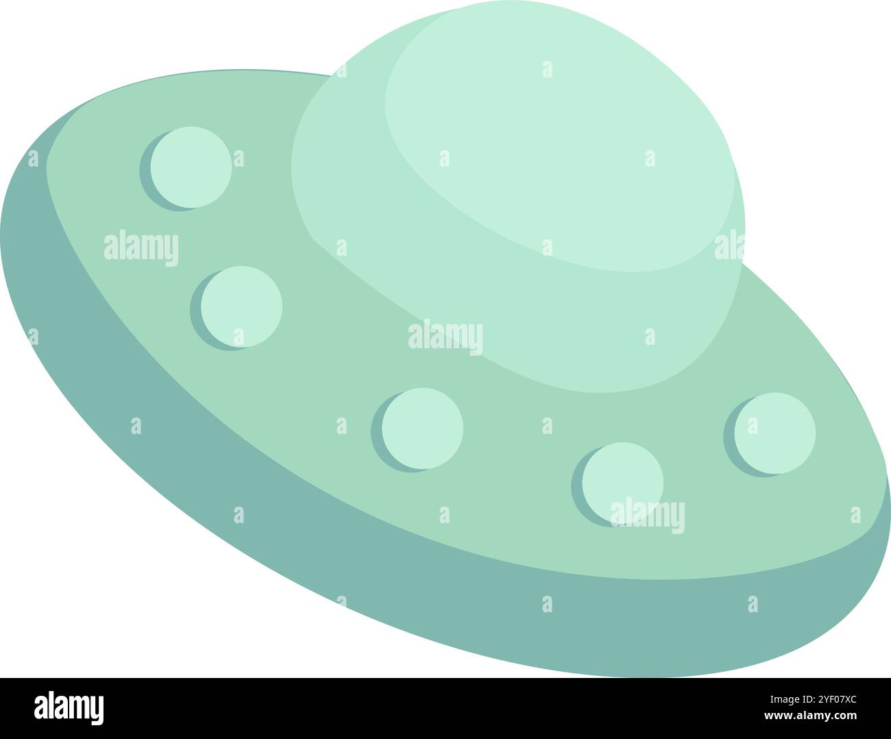Vector flying saucer element in a cartoon style. Mystery of the cosmos ...