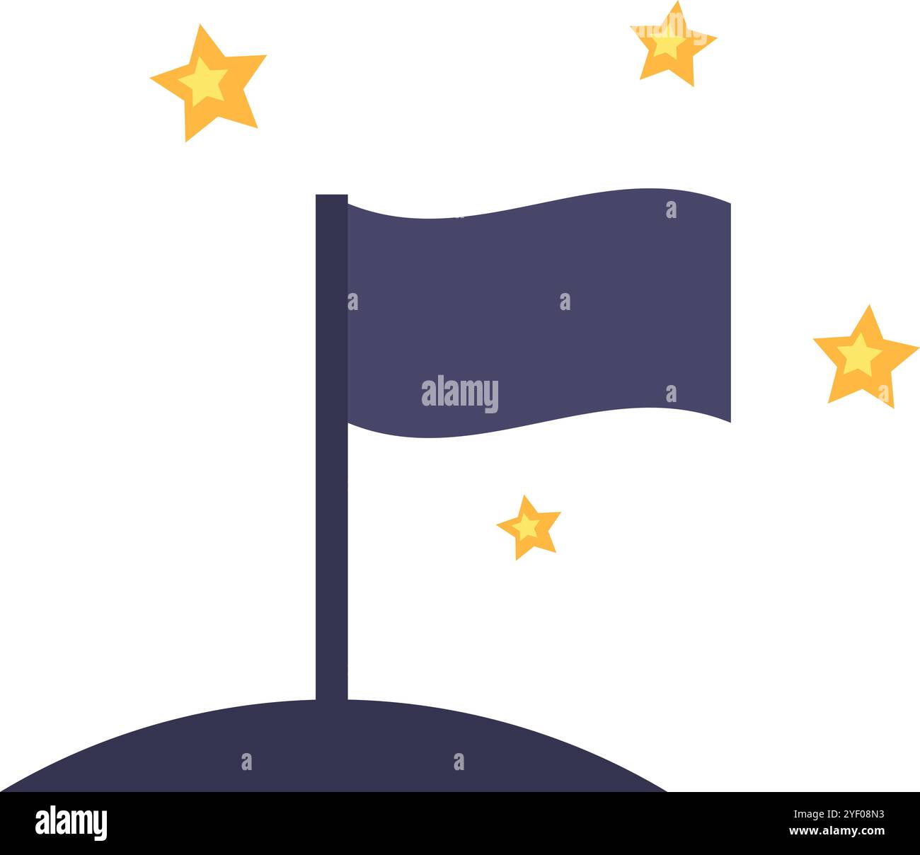 Vector flag on the Moon element in a cartoon style. Exploration of the ...