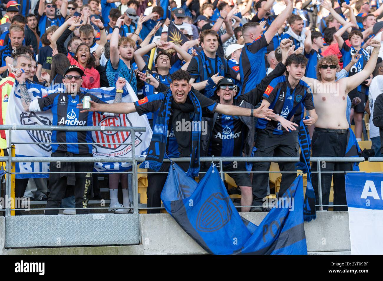 Wellington, New Zealand, 2 November 2024: Auckland FC fans start ...