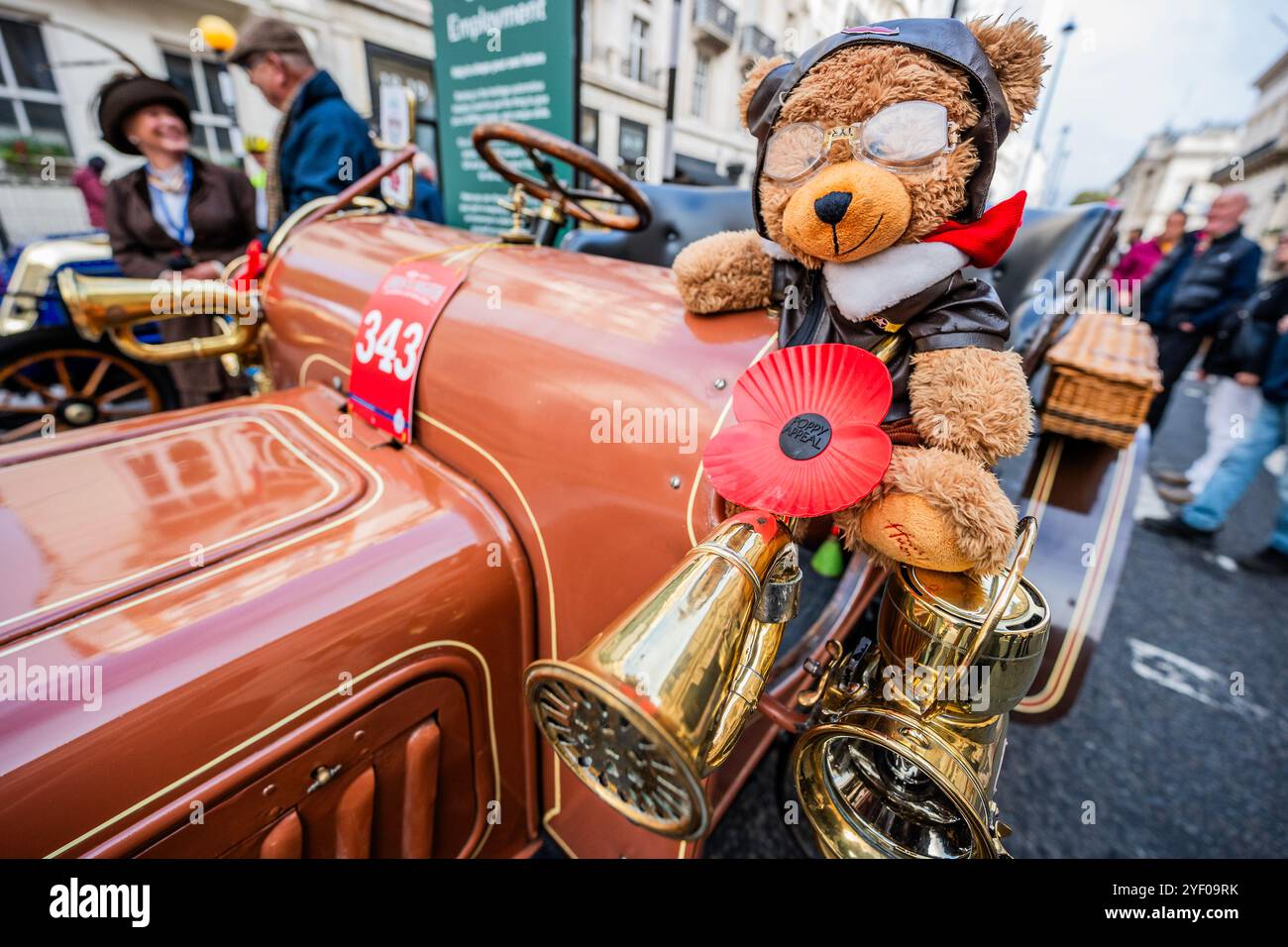 London, UK. 2 Nov 2024. A biggles teddy bear is the mascot for a 1904 ...