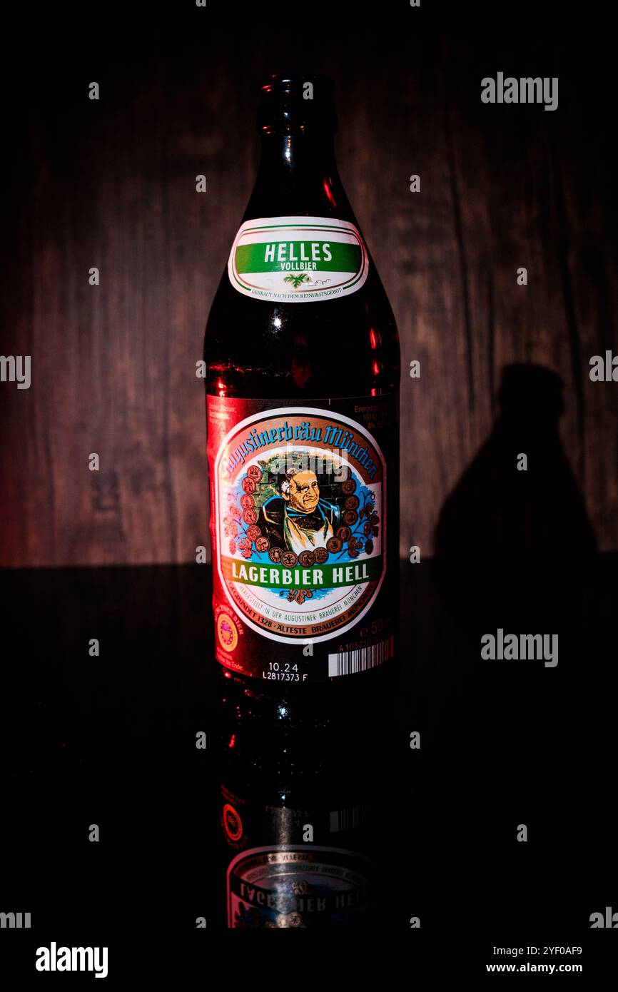 Newcastle UK: 24th May 2024: A cold bottle of Helles Vollbier. Imported ...