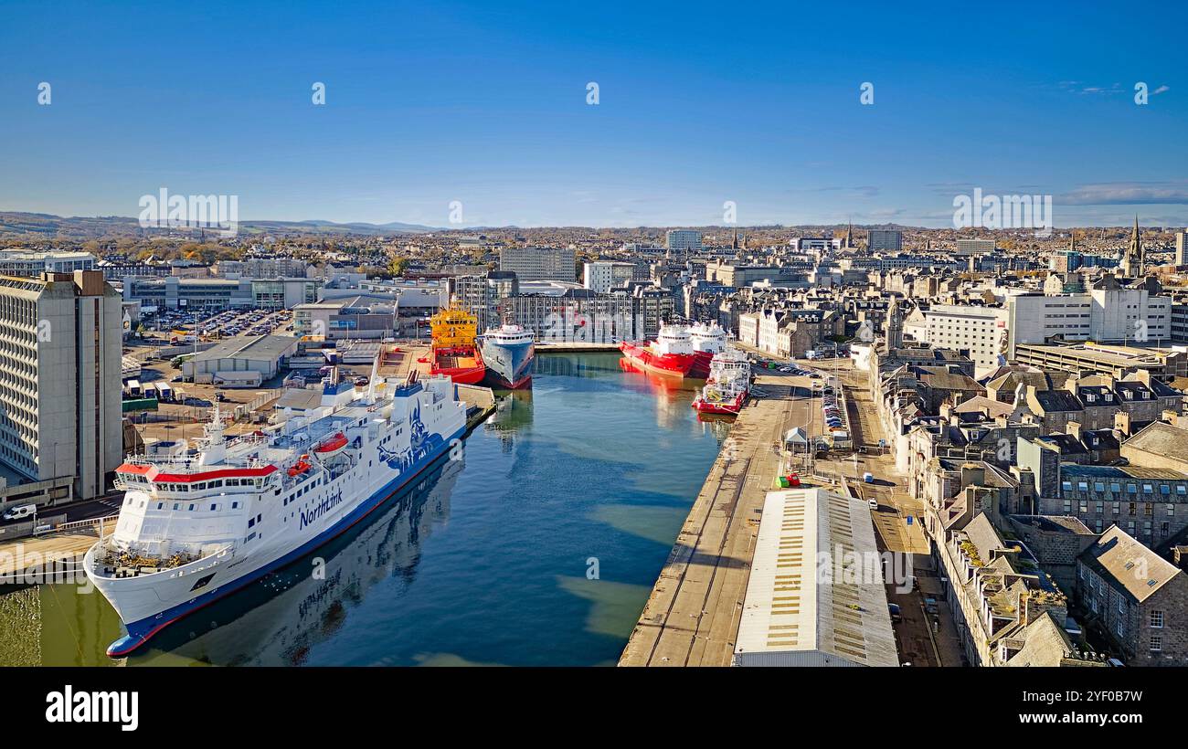 Aberdeen Scotland harbour area NorthLink Ferry at Blaikies Quay oil rig ...