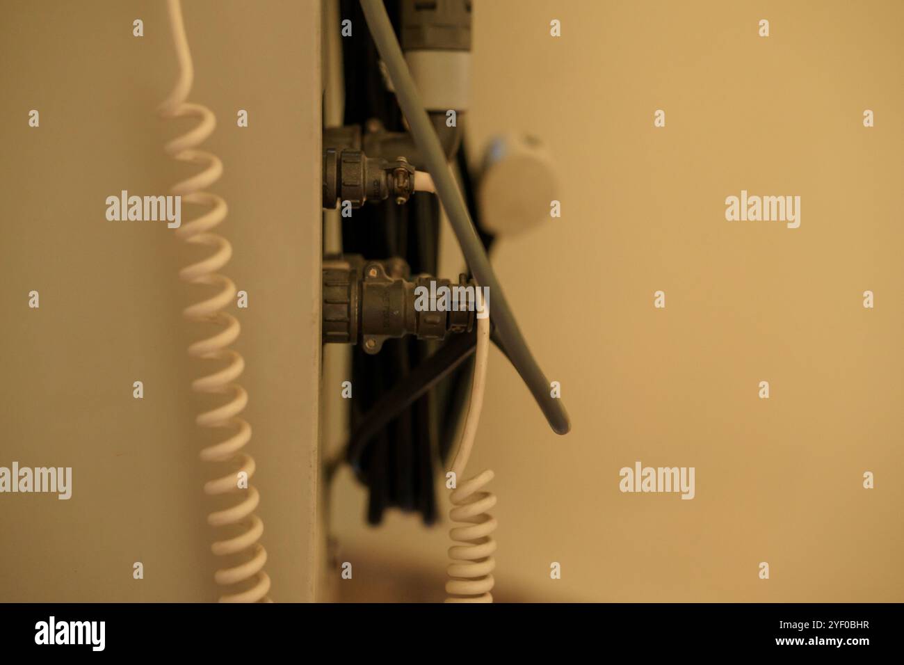 Close-up of Electrical Wiring and Connectors in a Wall-mounted Setup ...