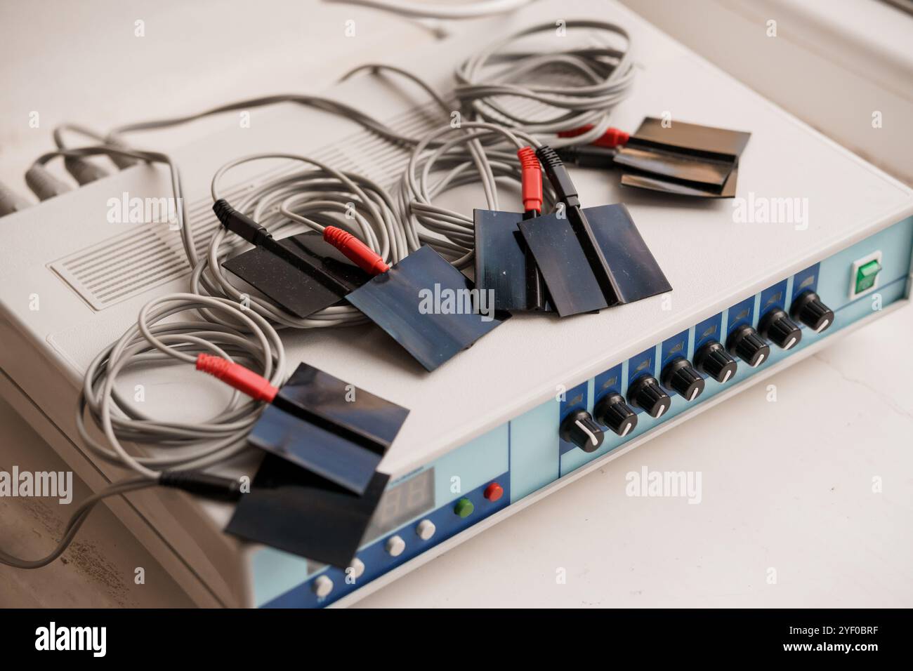 Electrotherapy Device with Electrode Cables and Control Panel Stock ...