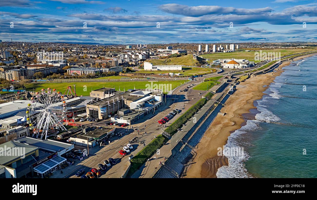 Aberdeen Scotland view over the esplanade amusement park and big wheel ...