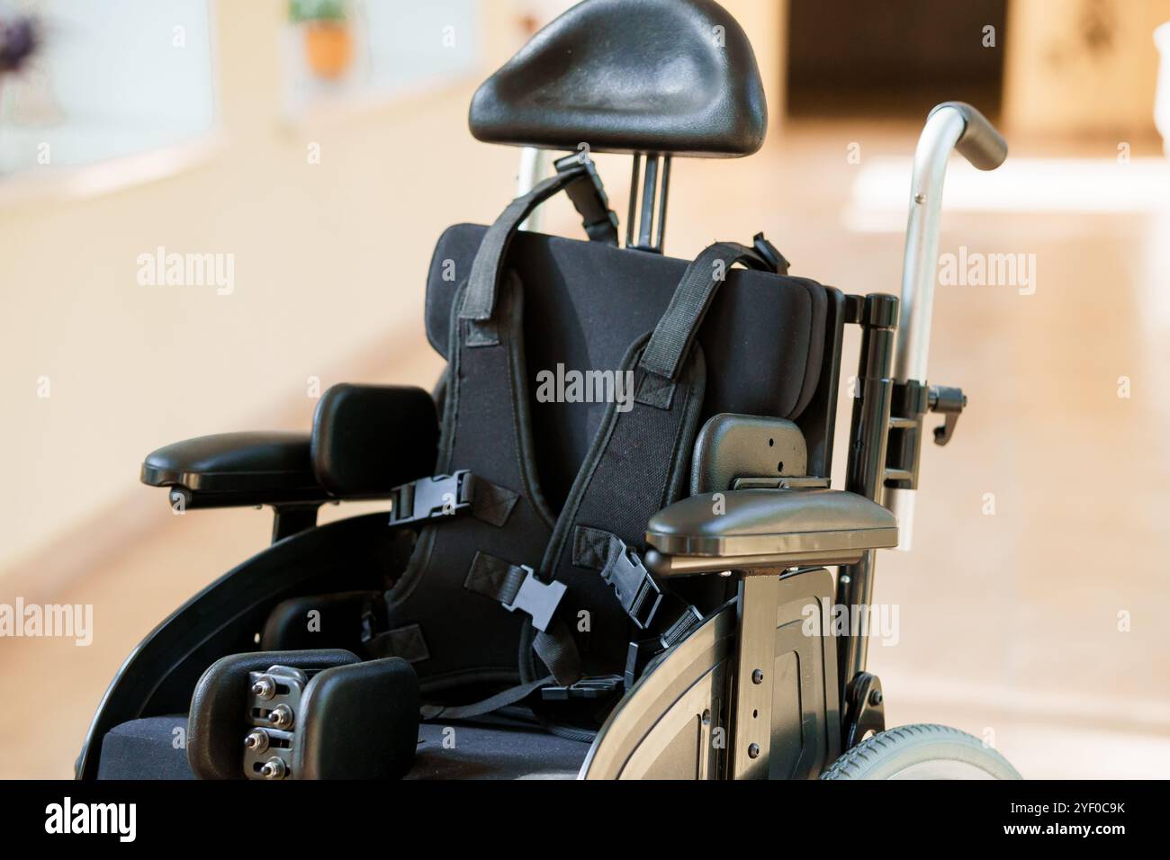 Modern Ergonomic Wheelchair with Supportive Restraints in a Bright ...