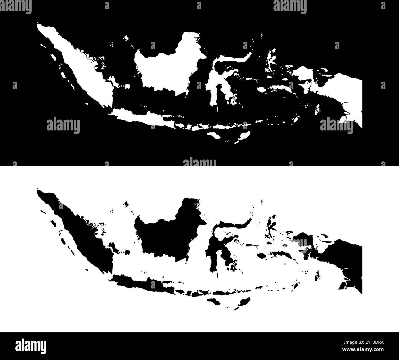 Indonesia map silhouette. Black and white concept. vector illustration ...