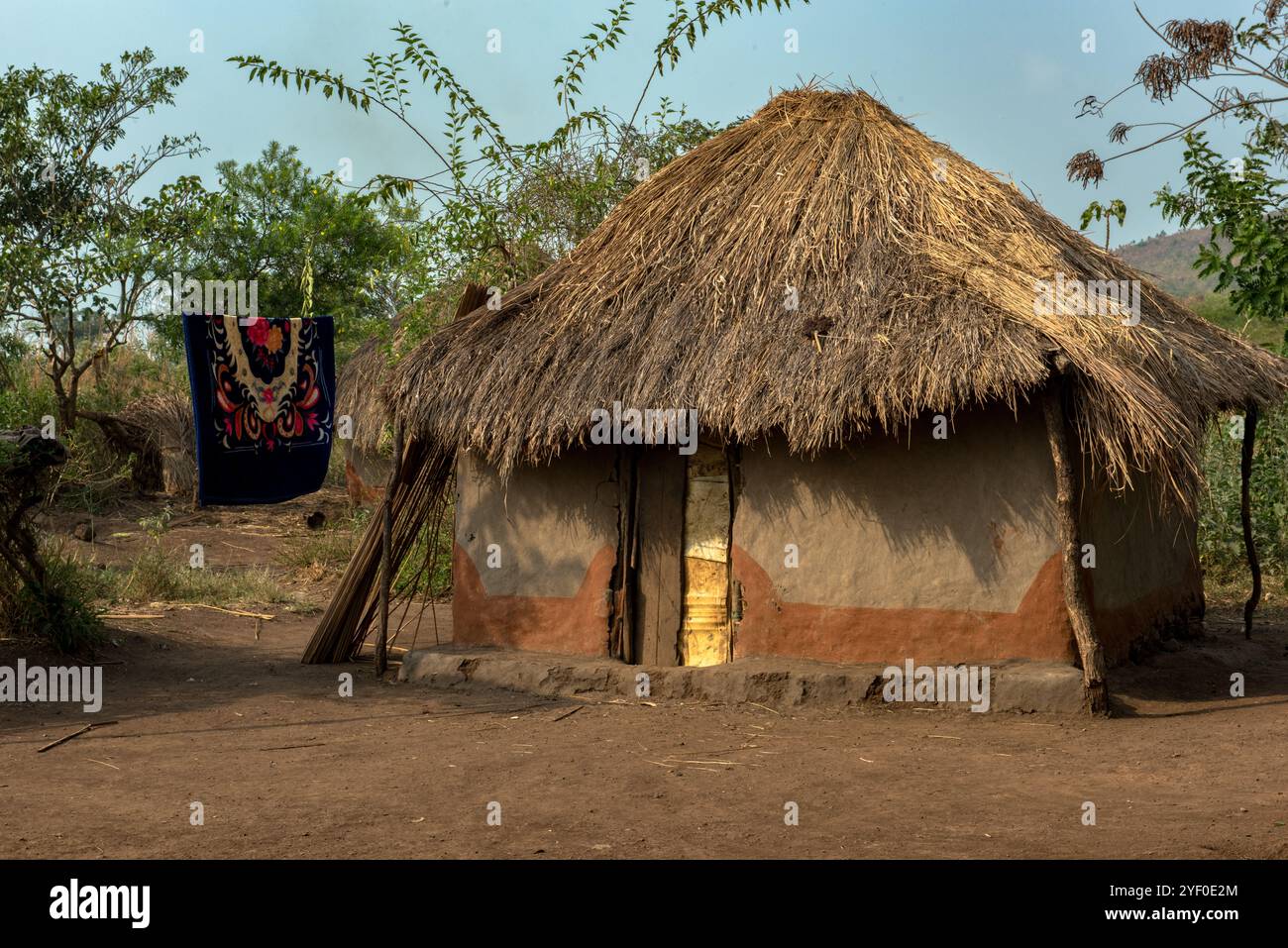Traditional house in a remote village around Masindi, Western region ...