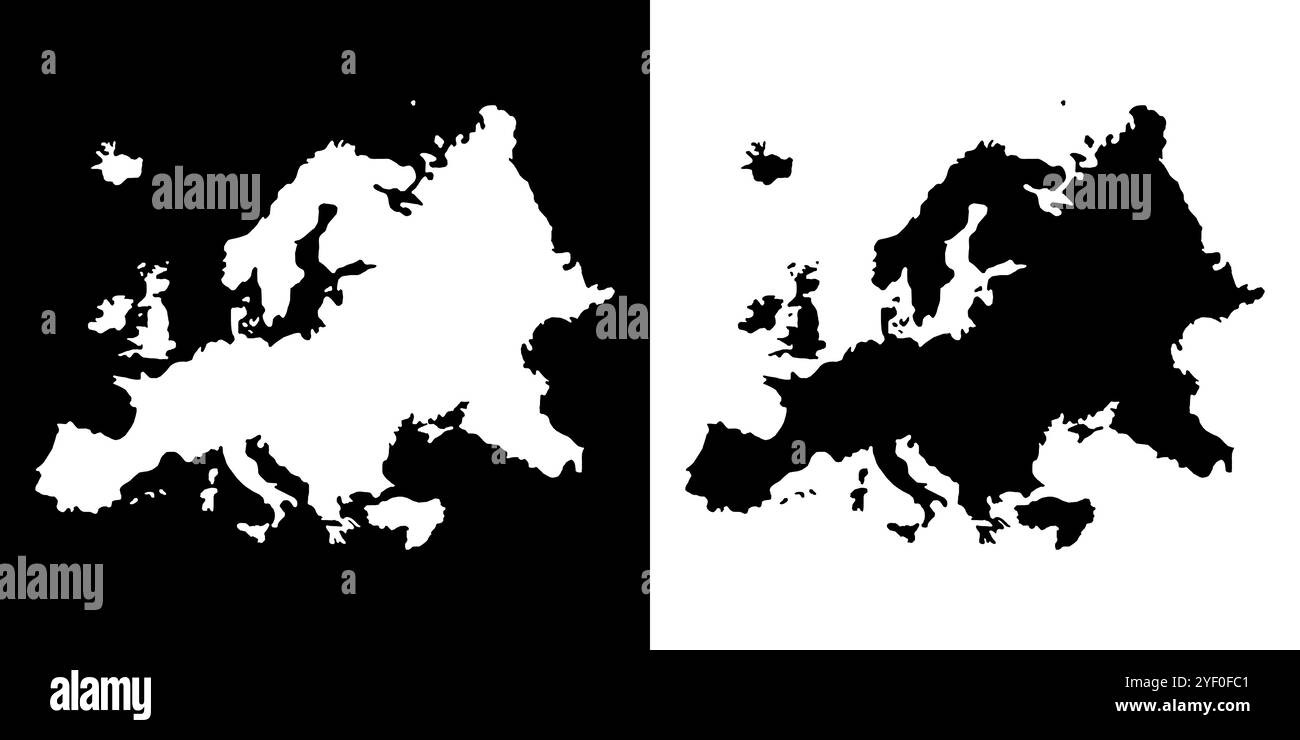 Europe map silhouette. Black and white concept. vector illustration ...