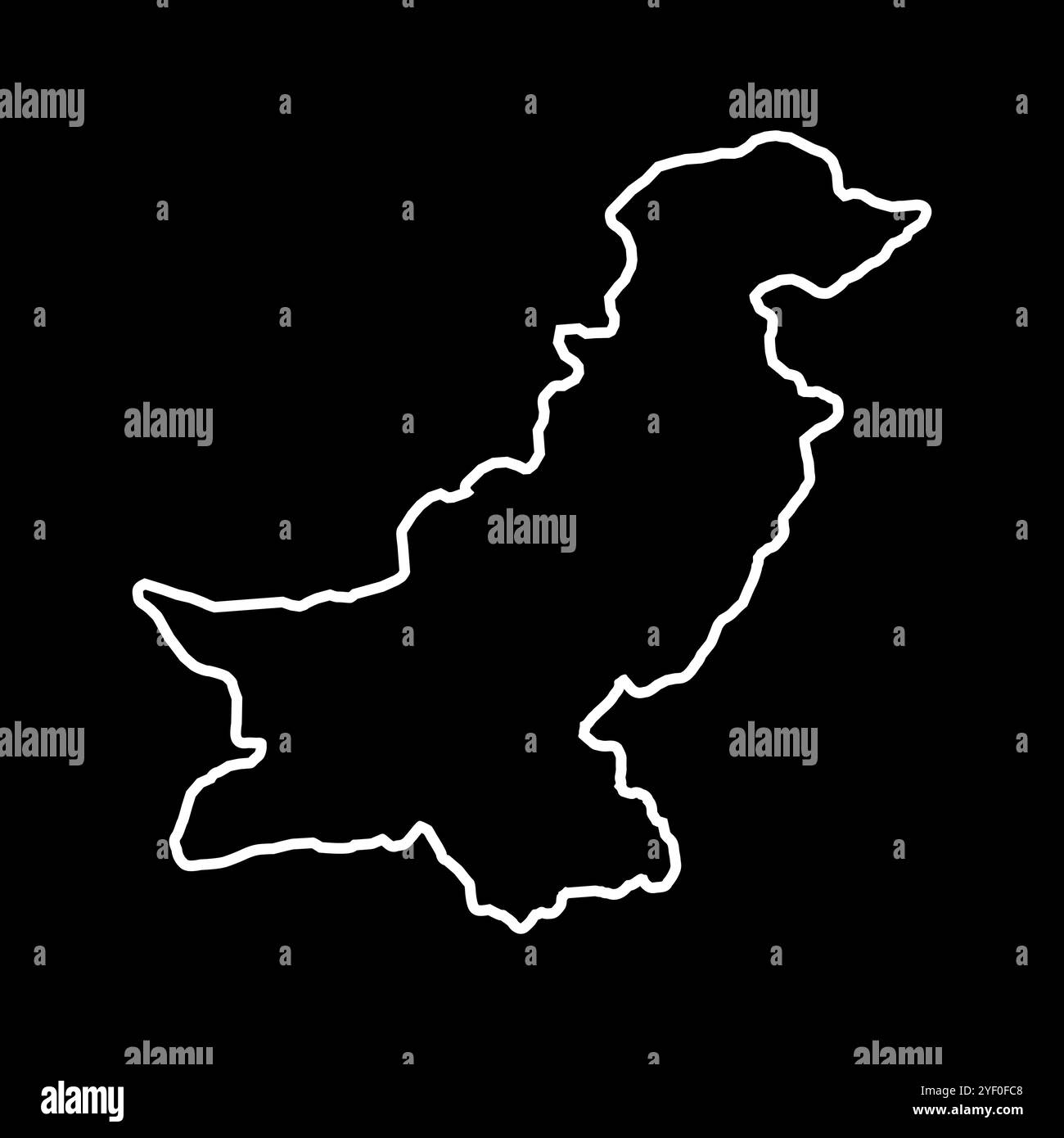 Pakistan outline map silhouette. Black and white concept. vector ...