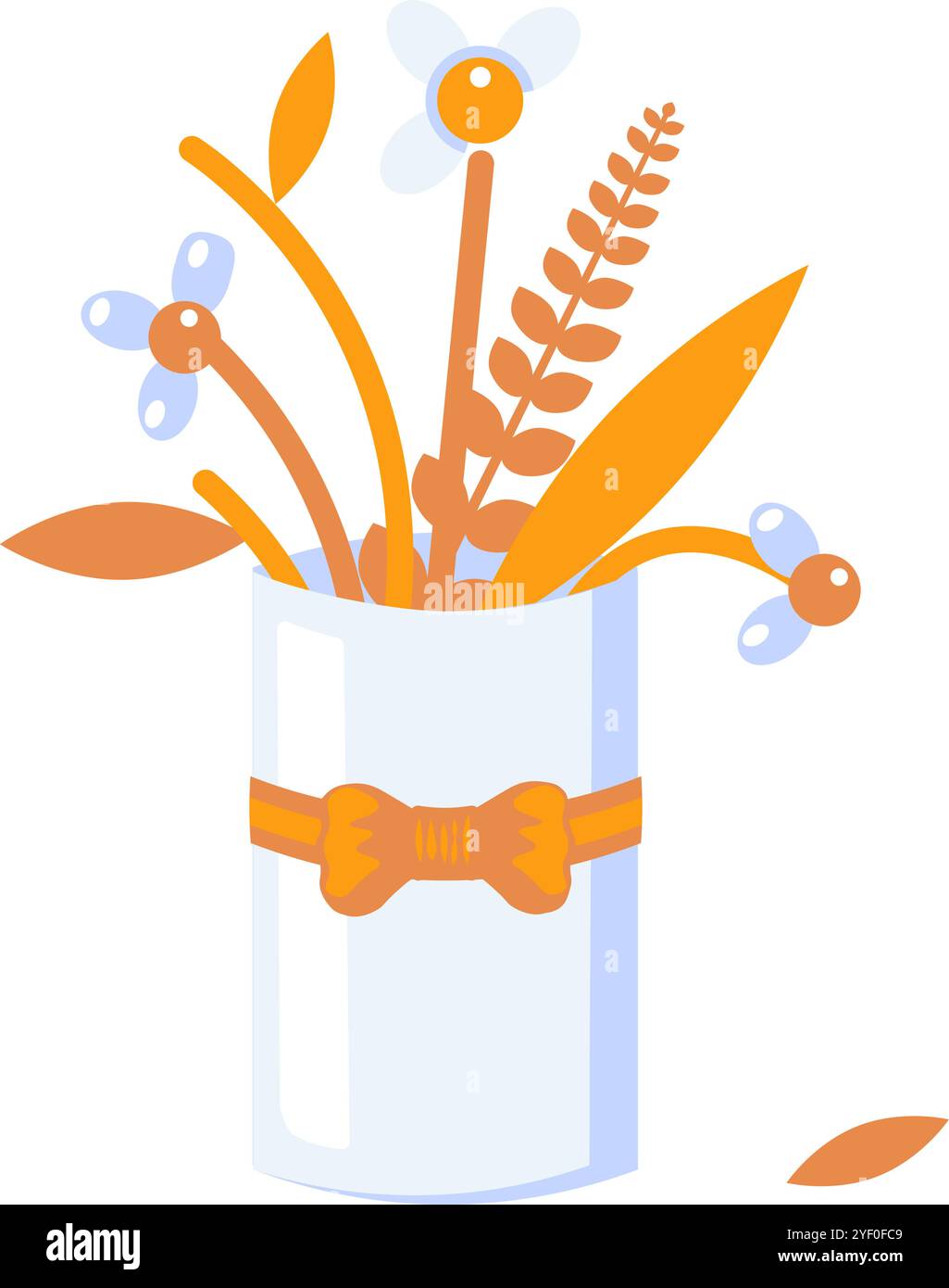 Vector graphic illustration of bouquet of dried flowers in a vibrant ...