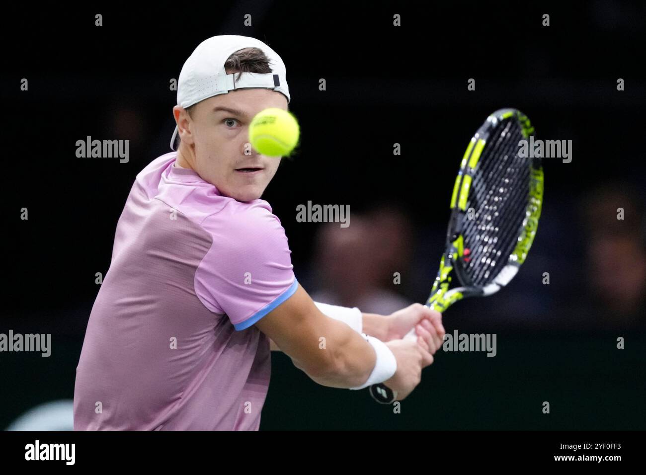 Denmark's Holger Rune returns to Germany's Alexander Zverev during the ...