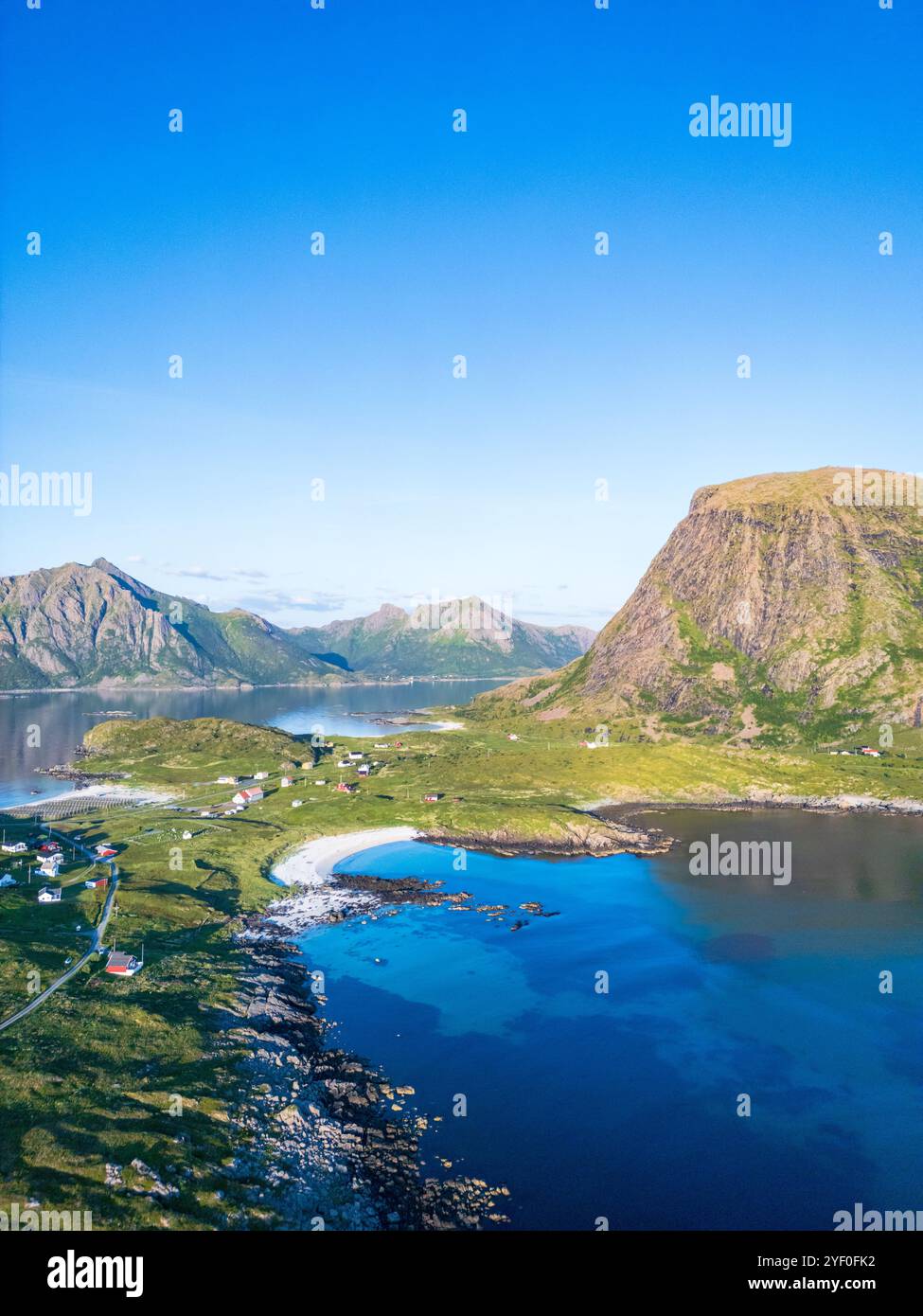 Aerial landscape of Northern Norway by drone in Bo municipality ...