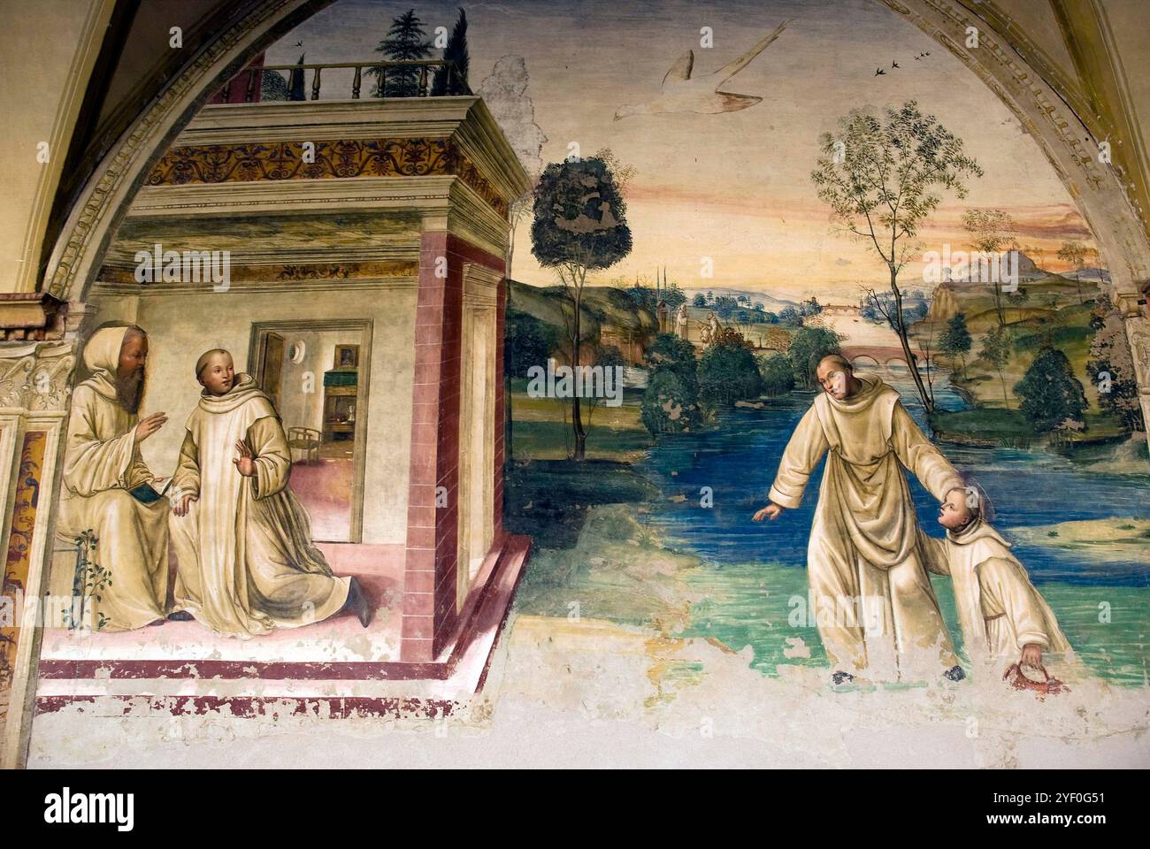 Stories of Saint Benedict of Monte Oliveto Maggiore cycle of frescoes ...