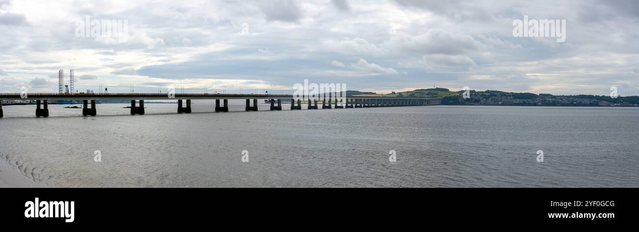 Tay Road Bridge panorama on a cloudy moody day Stock Photo - Alamy