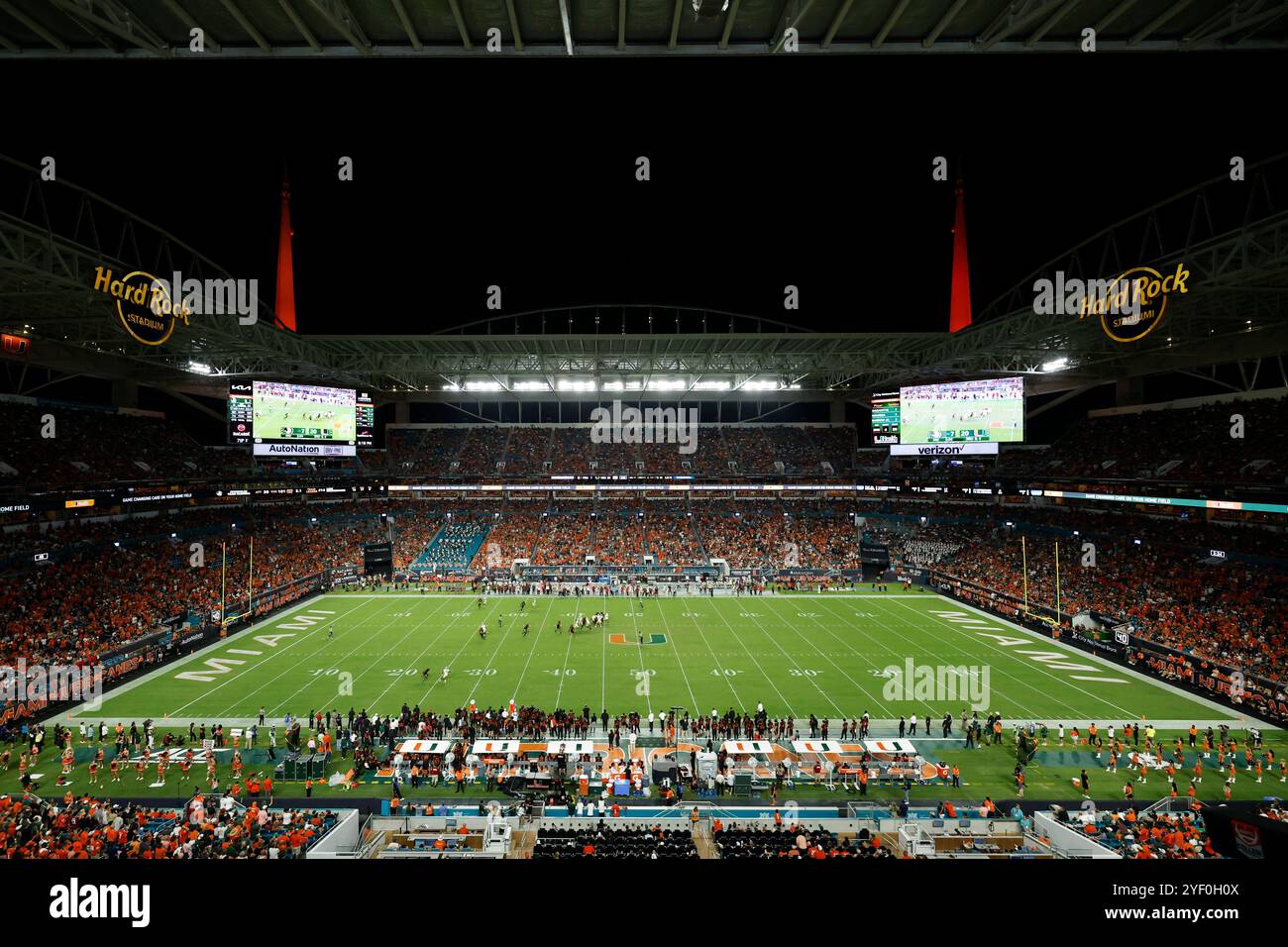 Hard Rock Stadium in a upper level midfield general view, (GV) during ...