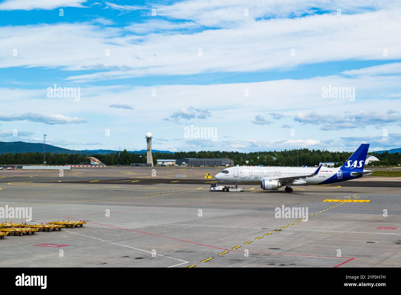 Oslo, Norway - 08.01.2024: SAS, Scandinavian Airlines, airplane at Oslo ...
