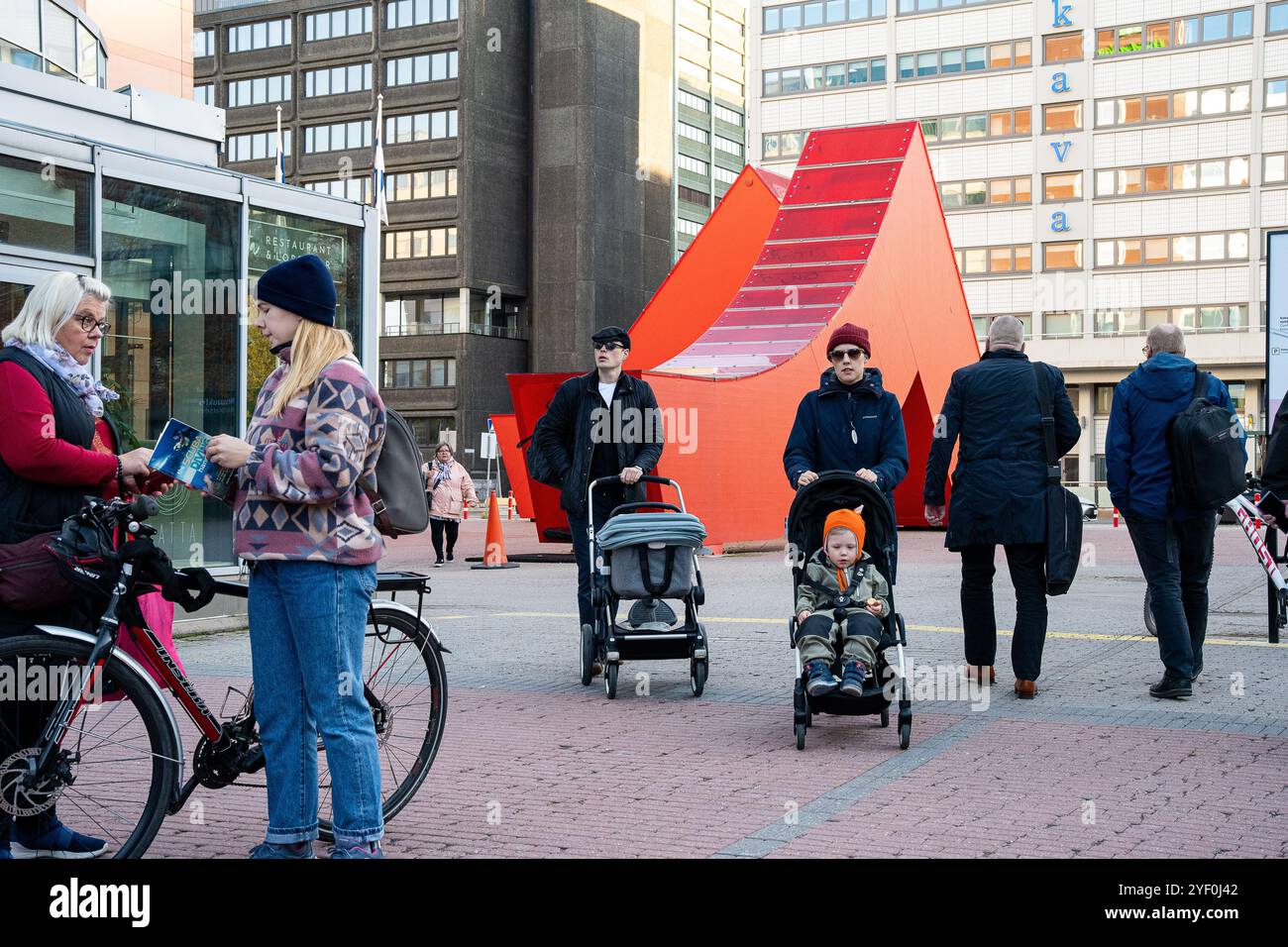 Detail of the public artwork Liuku outside the Fair Centre and Holiday ...