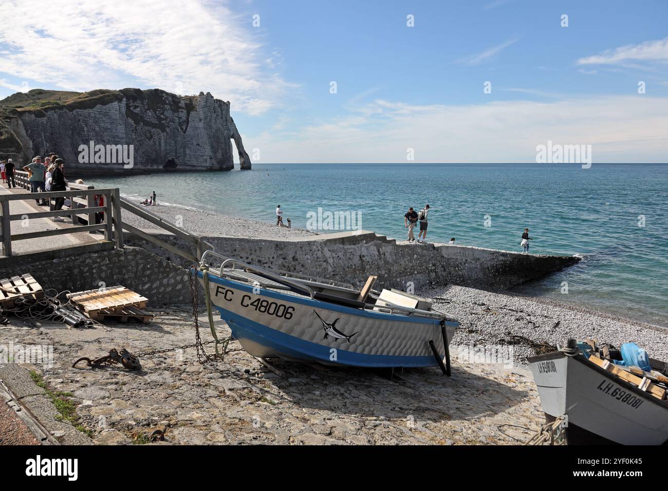 The Porte d'Aval Arch viewed from Etretat, Normandy, France Stock Photo ...