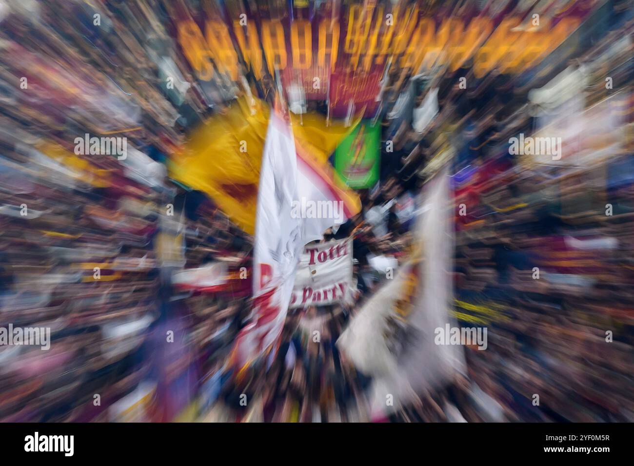 AS Roma fans cheer on during the Serie A football match between AS Roma ...