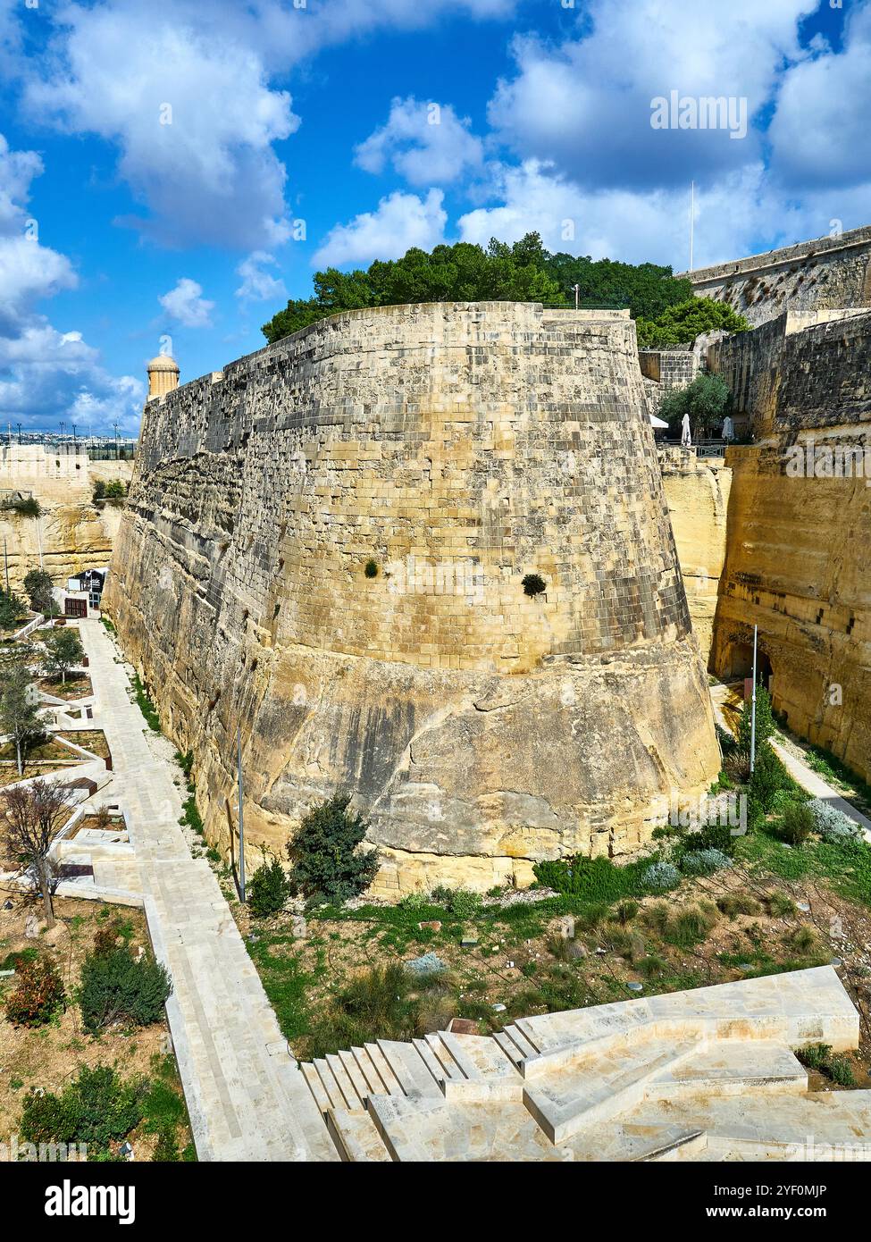 The fortifications of Valletta, Malta (St. John's Bastion Stock Photo ...