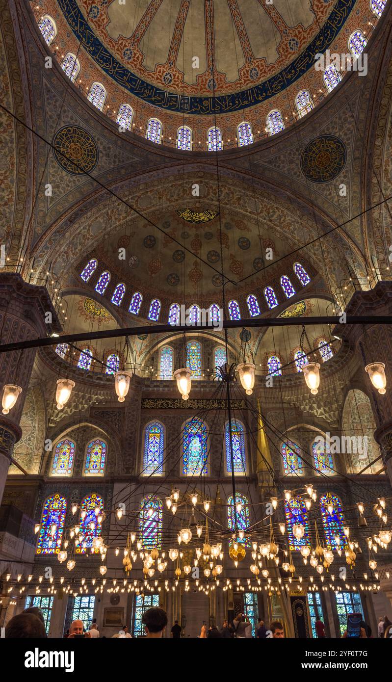 Blue Mosque Interior Dome, Blue Tiles, and Stained Glass in Istanbul ...