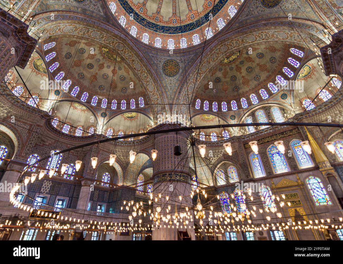 Blue Mosque Interior Dome, Blue Tiles, and Stained Glass in Istanbul ...