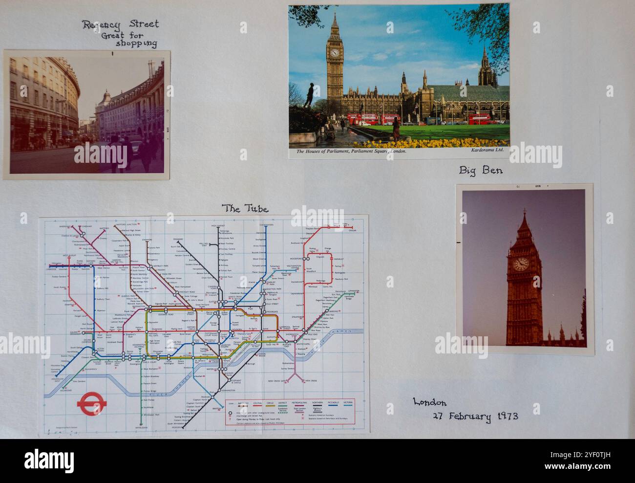 Scrapbook page of Pan Am flight attendant layover, February 1973 to ...