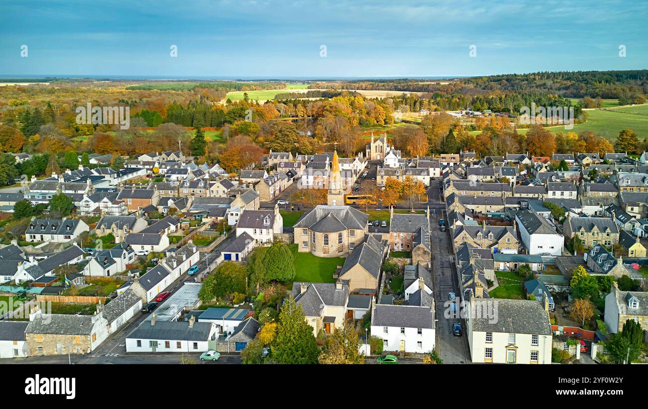 Fochabers Moray Scotland view of the Square buildings and Charlotte ...