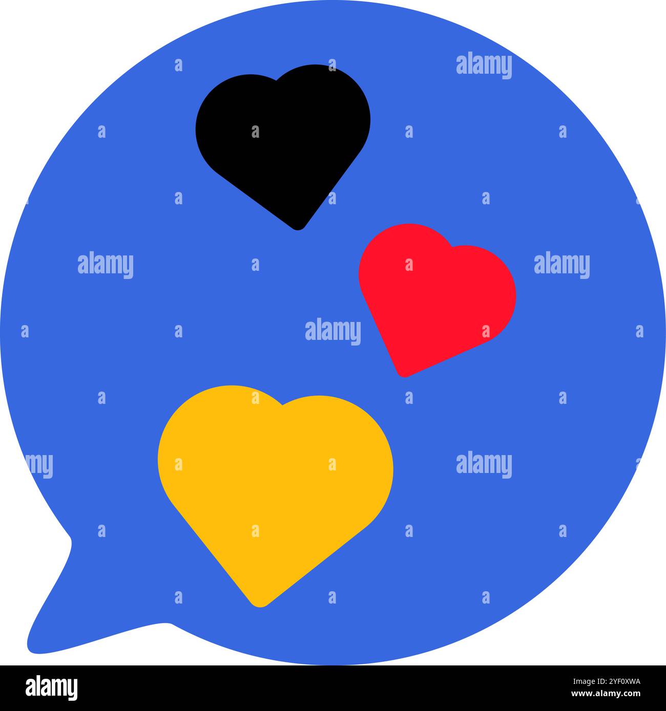 A vibrant vector illustration of a speech bubble with hearts in colors ...