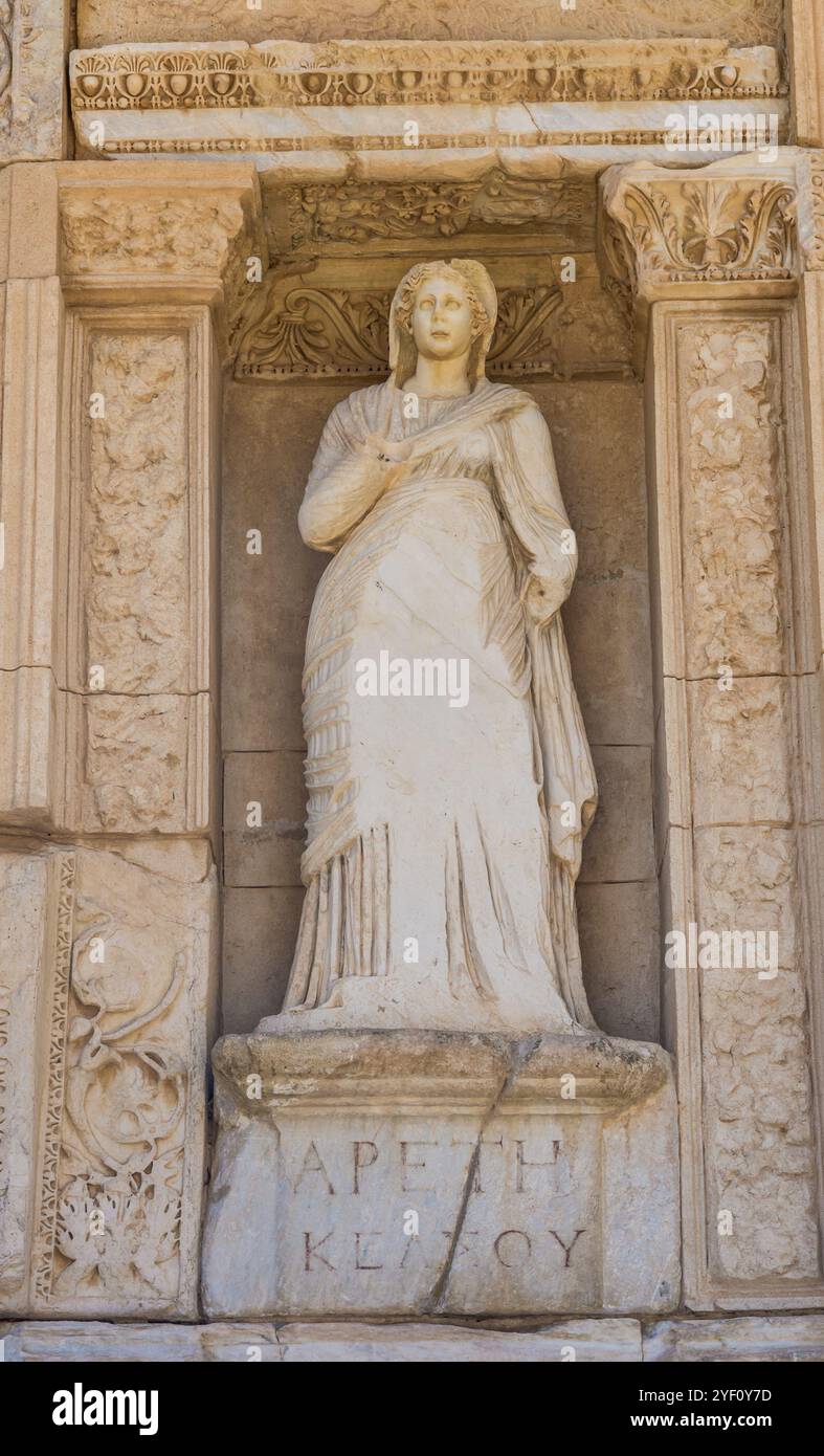 Statue of Arete Virtue at the Library of Celsus in the Ancient Greek ...