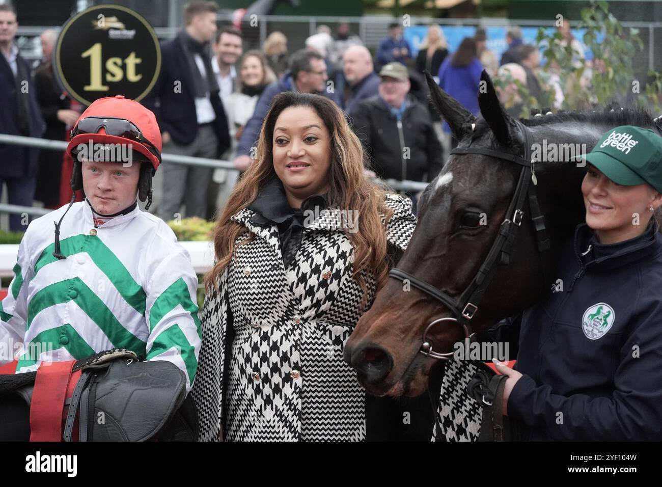 Found A Fifty and jockey Sam Ewing after winning the Bottlegreen Ladies ...