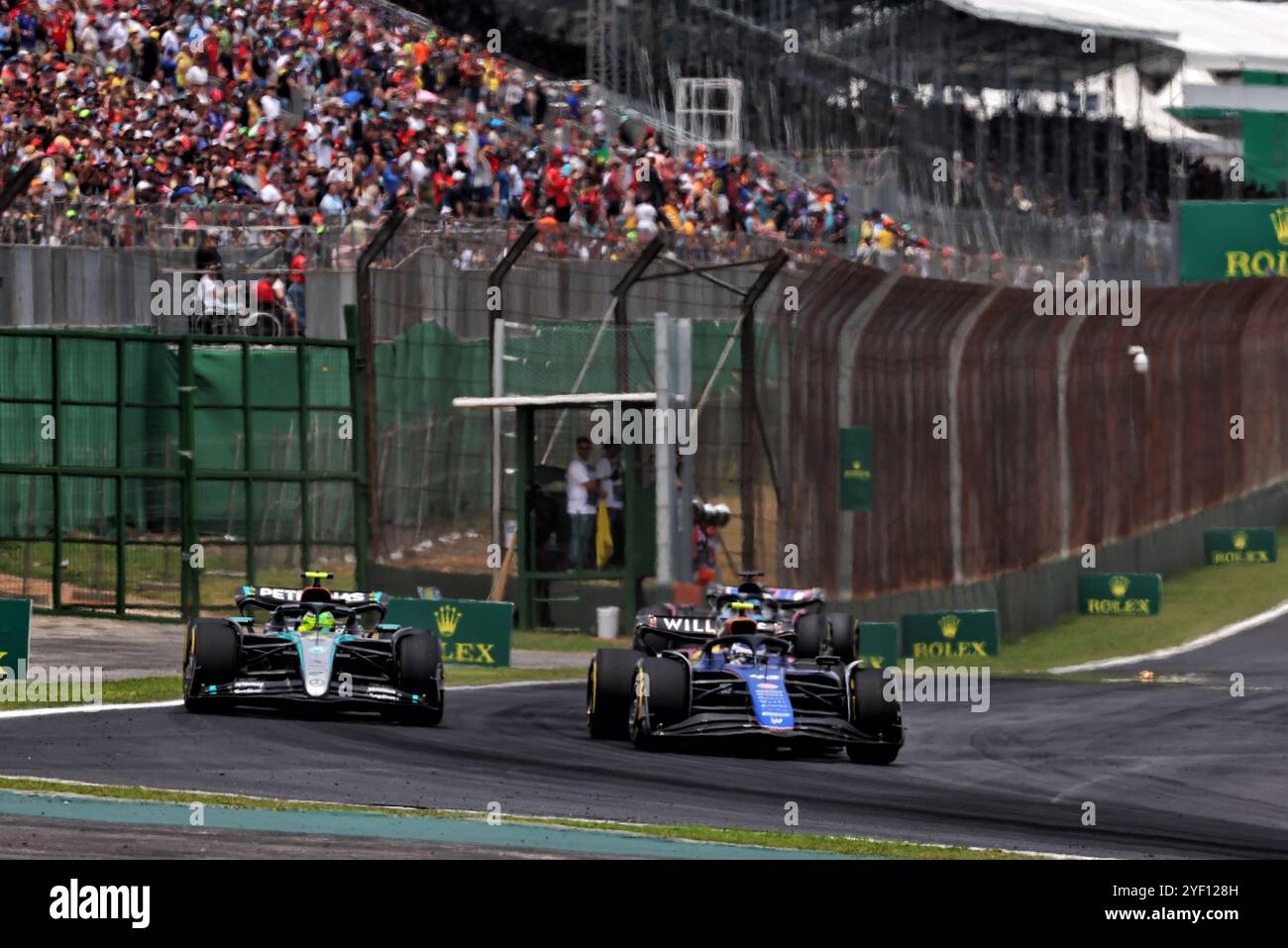 Sao Paulo, Brazil. 02nd Nov, 2024. Franco Colapinto (ARG) Williams Racing FW46 and Lewis ...