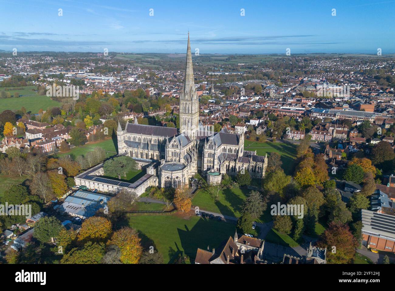Aerial view of Salisbury Cathedral, formally the Cathedral Church of ...