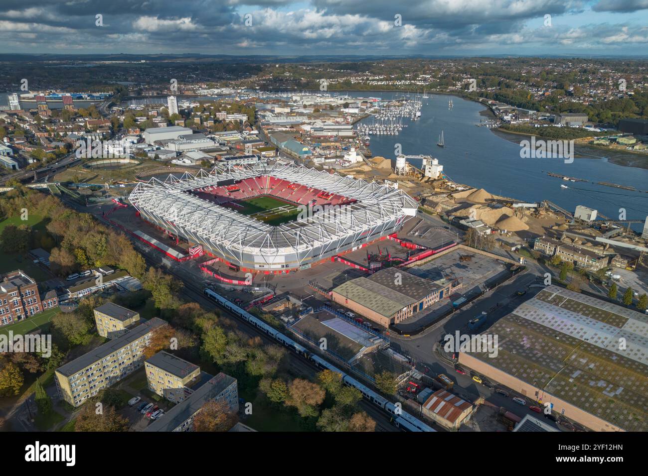 Aerial view of St Mary's Stadium, home to Southampton FC, Southampton ...