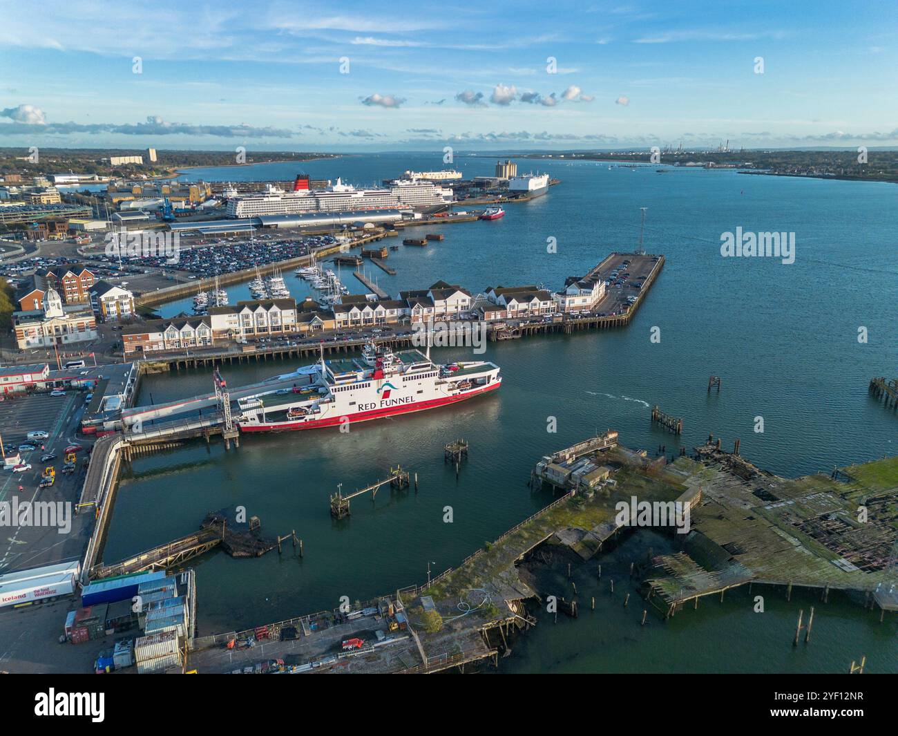 Aerial view of the ABP Port of Southampton which includes the Red ...