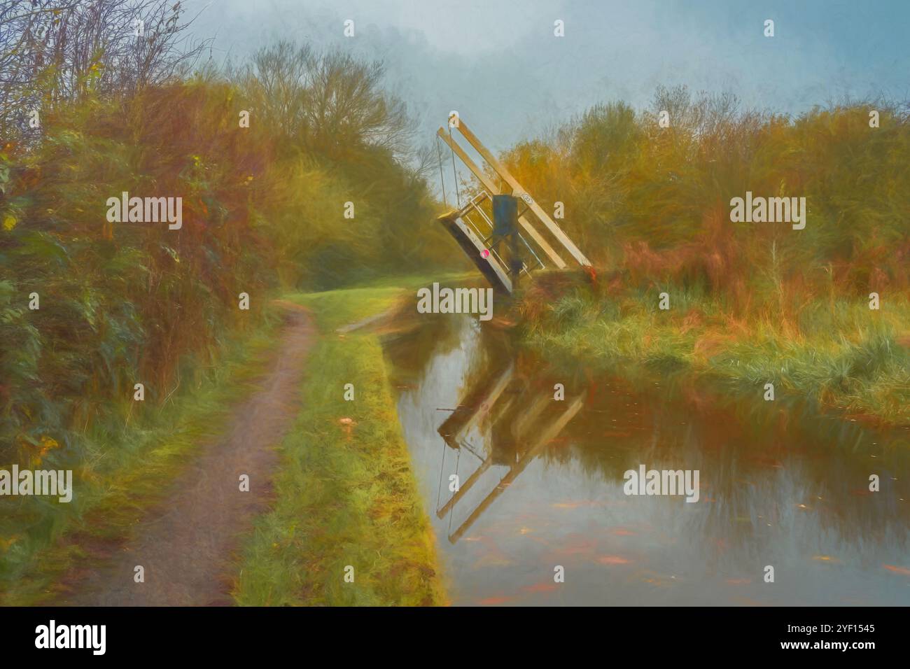 A digital illustration of bridge 23 in a raised position on the Caldon ...