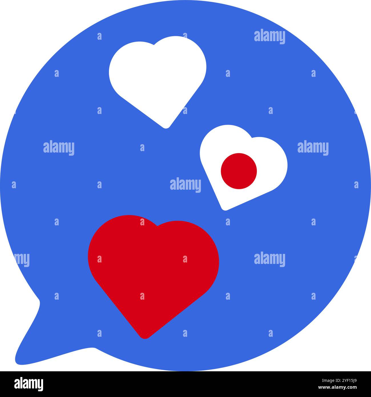 A vibrant vector illustration of a speech bubble with hearts in colors ...