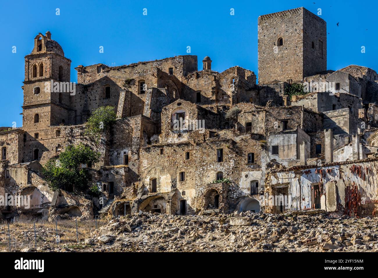 Abandoned ruins of the ghost town of Craco. A city abandoned due to an ...